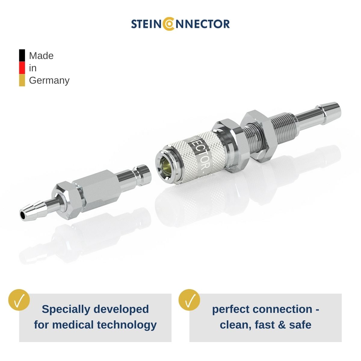 Compressed air couplings & quick couplings for medical technology